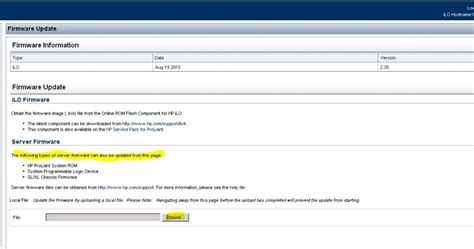 VCloudNotes Information Sharing How To Upgrade Firmware Of A HP ProLiant G9 Server Upgrading
