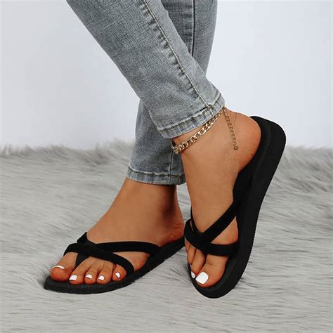 Sandalias Planas De Tiras Para Mujer