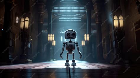 Premium Ai Image A Small Droid With A Head And Hands Background Of A