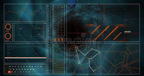 Animation Of Data Processing And Diagrams Over Digital Tunnel Stock