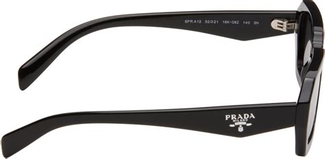 Prada Eyewear Black Angular Rectangle Acetate Sunglasses Prada