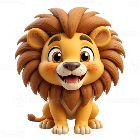 Adorable Cartoon Lion Cub Sitting Happily 58218244 Png