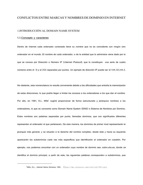 Conflictos Entre Marcas Y Nombres De Dominio En Internet