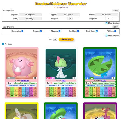 Random Pokemon Maker Random Pokemon Generator