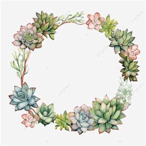 Succulent Plant Border Frame Watercolor Clipart Ai Generated Succulent