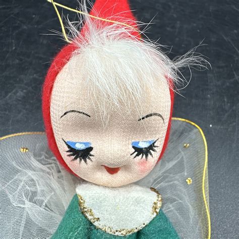 Vintage Napco Elf Pixie Angel Christmas Ornament Tulle Wing Pixie Angel