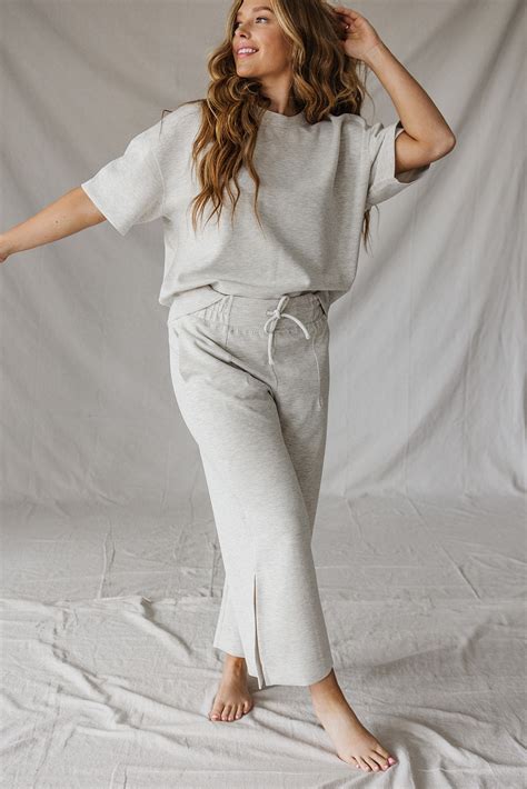 Jet Setter Set Wide Leg Short Sleeve Grey Lates By Kate