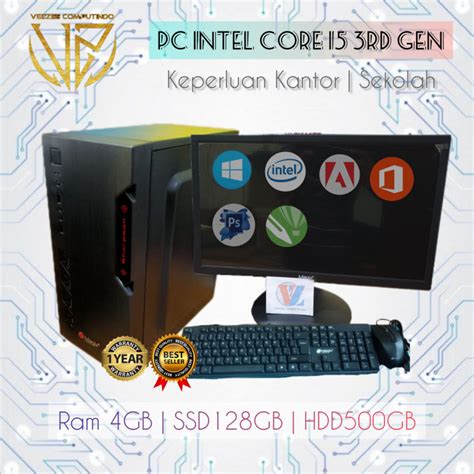 Komputer Pc Rakitan Full Sett Core I5 3470 Komplit Monitor Led 19 Inch