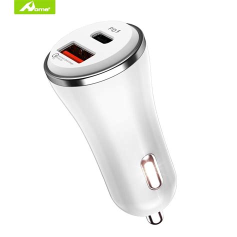 W Billader Pd Type C Dobbel Usb Biltelefonlader Grandado