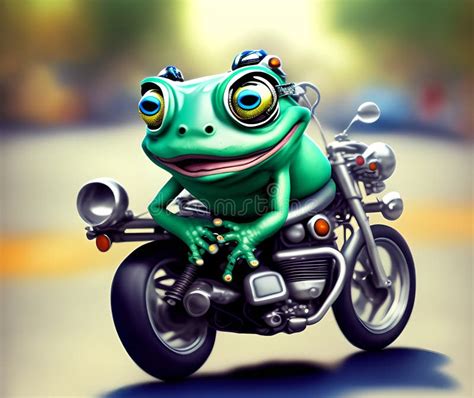Crazy Frog On Motorcycle Generative Ai Illustration Stock Illustration