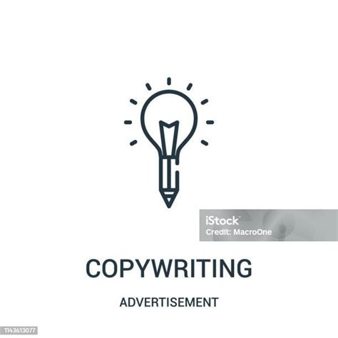 광고 컬렉션에서 카피 라이팅 아이콘 벡터 얇은 라인 카피 라이팅 개요 아이콘 벡터 일러스트 레이 션입니다 광고에 대한 스톡 벡터