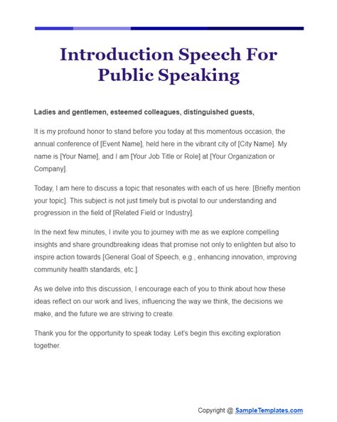 Introduction Of A Speech In English For Students