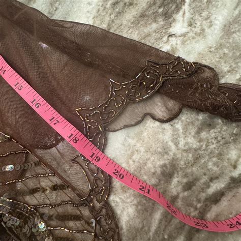 Wet Seal Brown Beaded Lace Cami Top With Sheer Mesh Depop