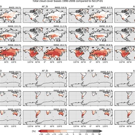 Figure A4 Bias In Total Cloud Cover With Respect To Isccp D1 Average Download Scientific