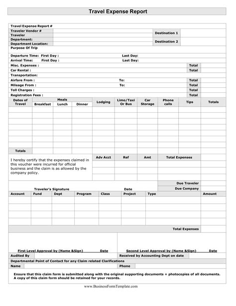 Free Printable Travel Expense Report Forms Printable Forms Free Online