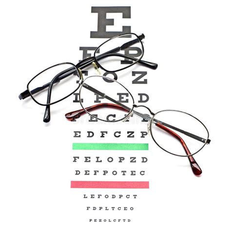 Glasses On Snellen Eye Sight Chart Test Stock Image Image Of Chart