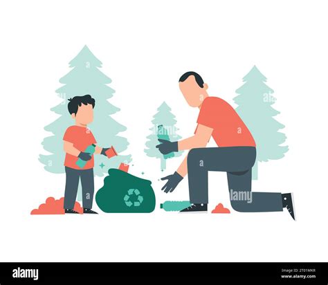 Father And Son Planting A Tree Flat Vector Illustration Isolated On White Background For