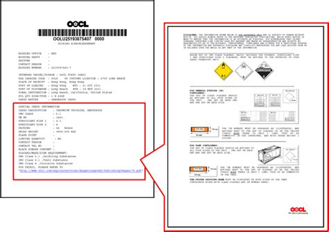 Oocl Oocl Provides Dangerous Goods Placarding Reference On Booking