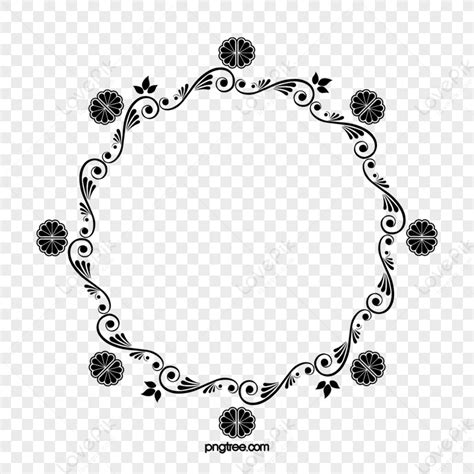 꽃 일러스트 모양의 검은 색 테두리화환검은 화환 Png 일러스트 무료 다운로드 Lovepik