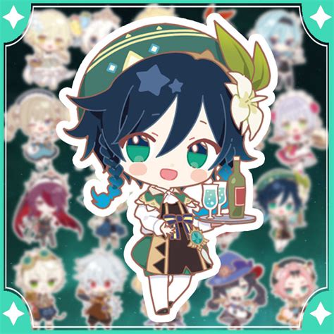 Genshin Impact Sticker Mondstadt Set Venti Diluc Klee Albedo Jean Eula Mona Lisa And