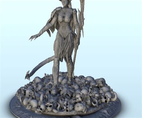 Artstation Daemonette With Horns And Spear Stl For 3d Printing Printer Hard Surface