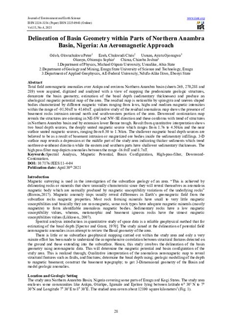 Pdf Delineation Of Basin Geometry Within Parts Of Northern Anambra