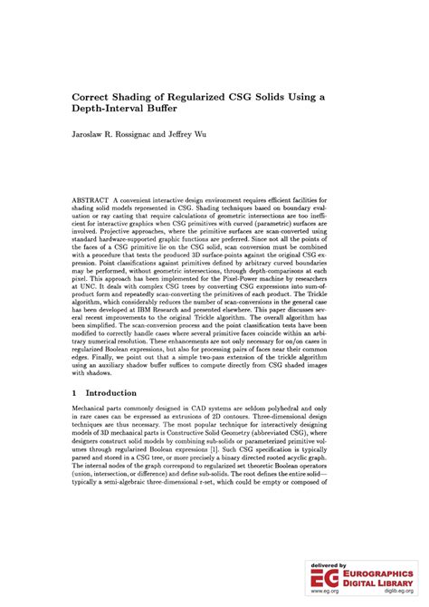Pdf Correct Shading Of Regularized Csg Solids Using A Depth Interval