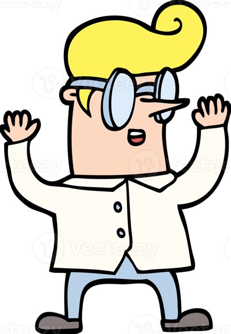 Hand Drawn Doodle Style Cartoon Nerd Man 44296644 Png