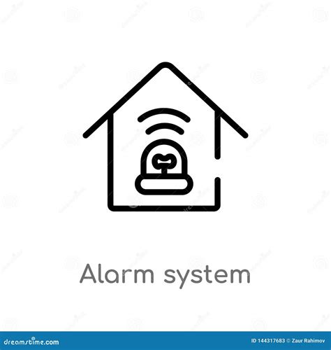 Outline Alarm System Vector Icon Isolated Black Simple Line Element Illustration From Smart