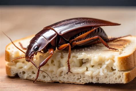 Close Up Of Cockroach On A Slice Of Bread Premium Ai Generated Image