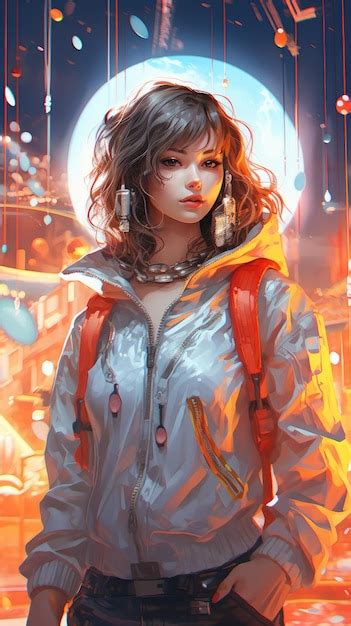 Premium Ai Image Cool Girl Charachter With Futuristic Clothes