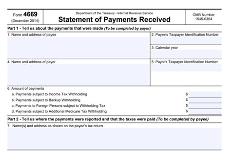 Irs Form 4669 Statement Of Payments Received