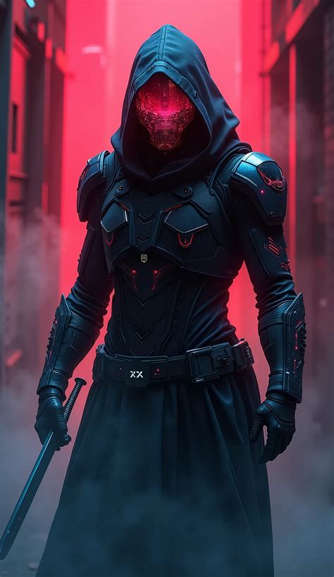 A Hyper Realistic Digital Art Of A Cyber Assassin Clad In Sleek