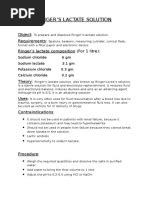 Ringers Lactate Solution Composition And Uses Pdf Lactic Acid