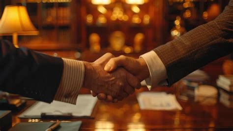 Business Handshake Between Two Professionals Warm Office Setting Expressing Trust And Agreement