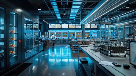 A Blurred Image Of A Laboratory With A Microscope In The Foreground