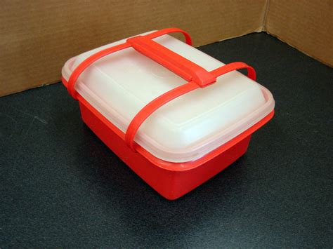 Vintage Tupperware Pak N Carry Lunch Box Kit 1254 Orange Red Moose R