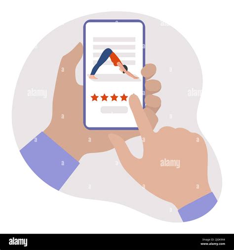 Vector Illustration Hand Holds The Cell Phone Rating A Sports