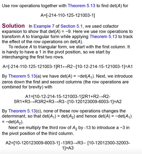 solved exercises 1 6 compute the determinant of a by using
