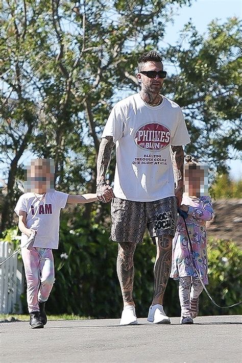 Adam Levine Dotes Over Daughters Dusty 5 And Gio 4 On Walk Photos