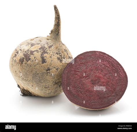 Beetroot Raw Red Beet Isolated On White Background One Bulb And Cross