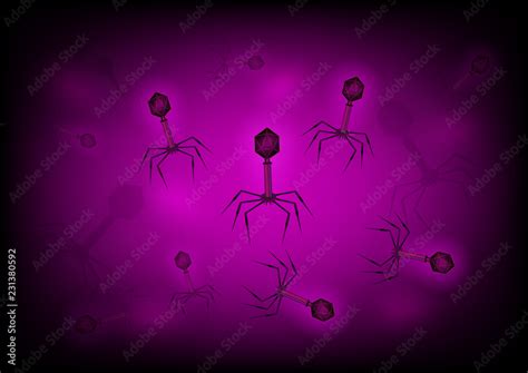 Bacteriophage Cell Culture Background In Velvet With Spikes Dna Tail