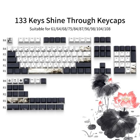Xvx Lotus Japanese Key Cap Pbt Keycaps Cherry Profile Double Shot Key Cap Heat 133 Key