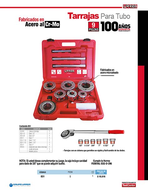 Urrea 851 851 Truper Juego De Tarraja Para Tubo De 12 A 2 Npt 9