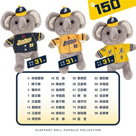 2024中信兄弟扭蛋 小象娃娃球衣扭蛋 現貨 有王威晨詹子賢江坤宇周思齊張志豪呂彥青楊祥禾陳俊秀李振昌岳東華克迪許基宏 蝦皮購物