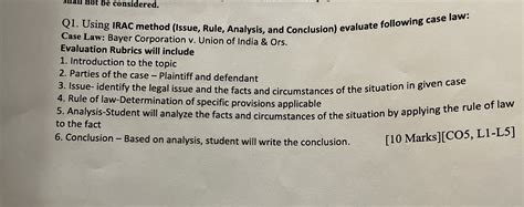 Solved Q1 ﻿using Irac Method Issue ﻿rule Analysis And