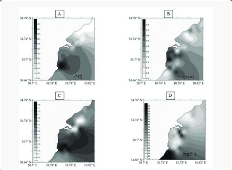 Spatial Variation Of Physical Parameters Temperature A Salinity