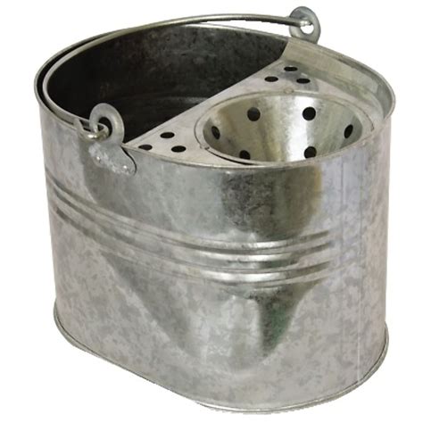Galvanised Steel Mop Bucket With Strainer And Handle 895185 Lands Engineers