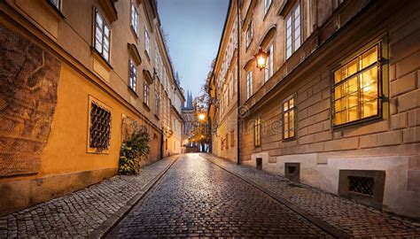Evening Street Of The Old Town Stock Illustration Illustration Of