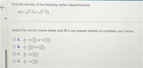 Solved Find The Domain Of The Following Vector Valued